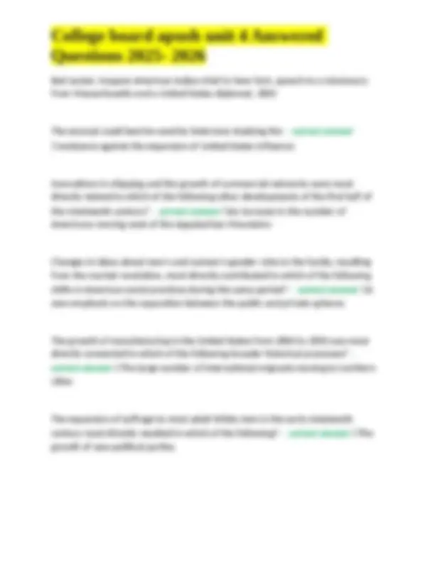 College board apush unit 4 Answered Questions 2025- 2026 | Exams ...