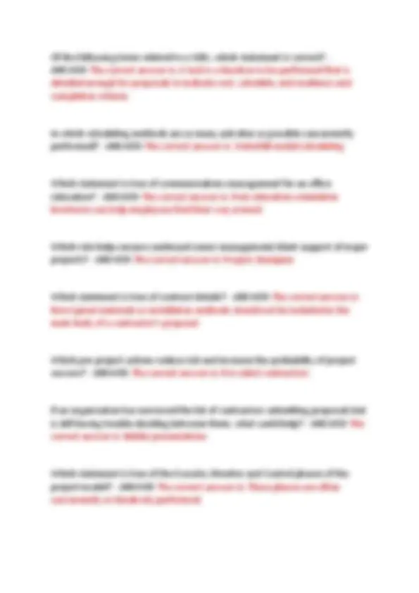 PROJECT MANAGEMENT MODULE (IFMA FMP) 200+ QUESTIONS AND CORRECTLY ...