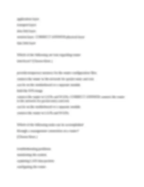 CCNA 1: Module 1 Practice Questions and Answers | Exams Computer Science | Docsity