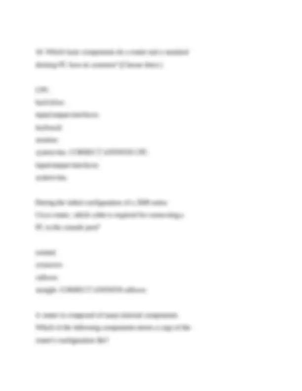 CCNA 1: Module 1 Practice Questions and Answers | Exams Computer Science | Docsity