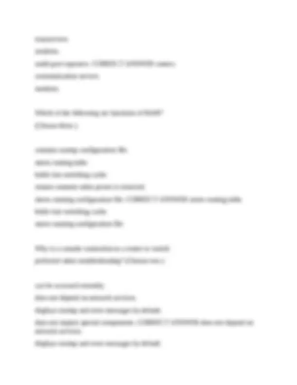 CCNA 1: Module 1 Practice Questions and Answers | Exams Computer Science | Docsity