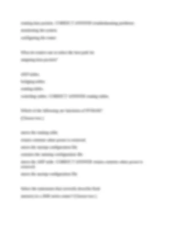 CCNA 1: Module 1 Practice Questions and Answers | Exams Computer Science | Docsity