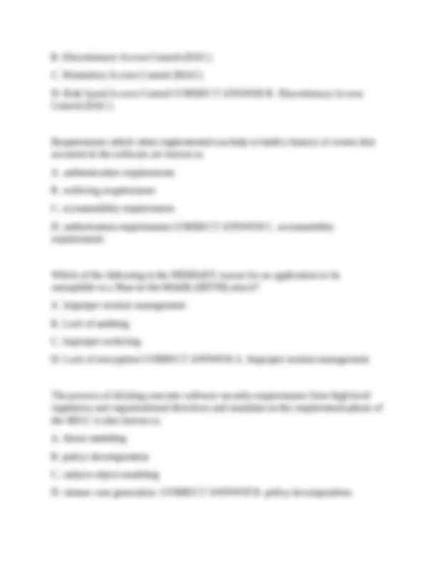 CSSLP Domain 2 - Secure Software Requirements questions with correct answers | Exams Computer ...