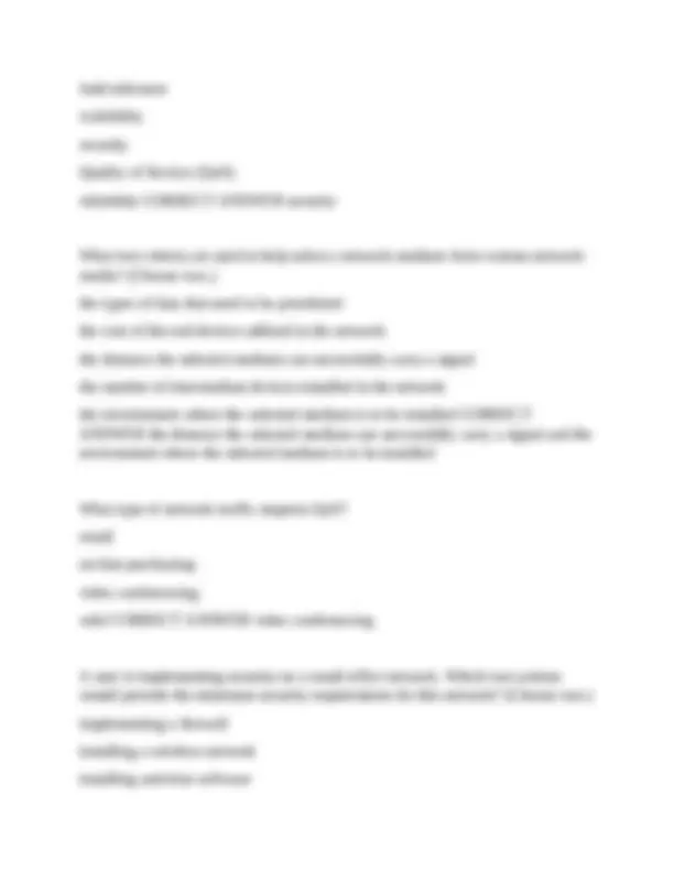 CCNA 1 v7: Modules 1-3 Practice Questions and Answers | Exams Computer Science | Docsity