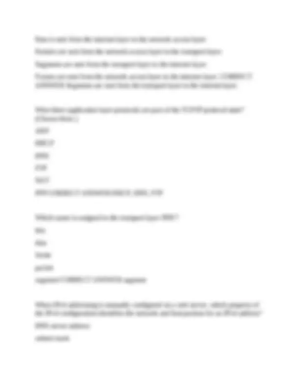 CCNA 1 v7: Modules 1-3 Practice Questions and Answers | Exams Computer Science | Docsity