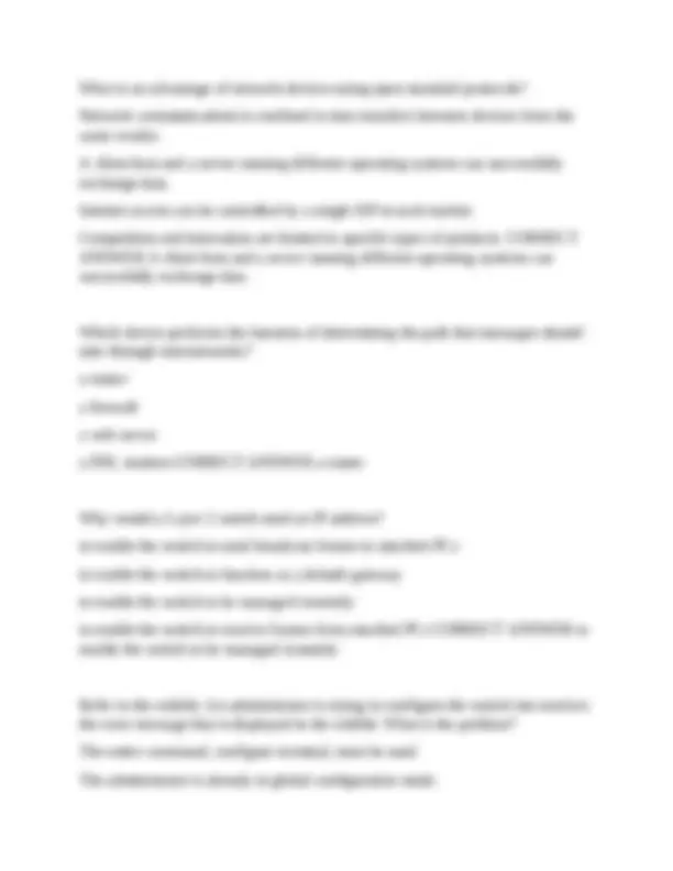 CCNA 1 v7: Modules 1-3 Practice Questions and Answers | Exams Computer Science | Docsity