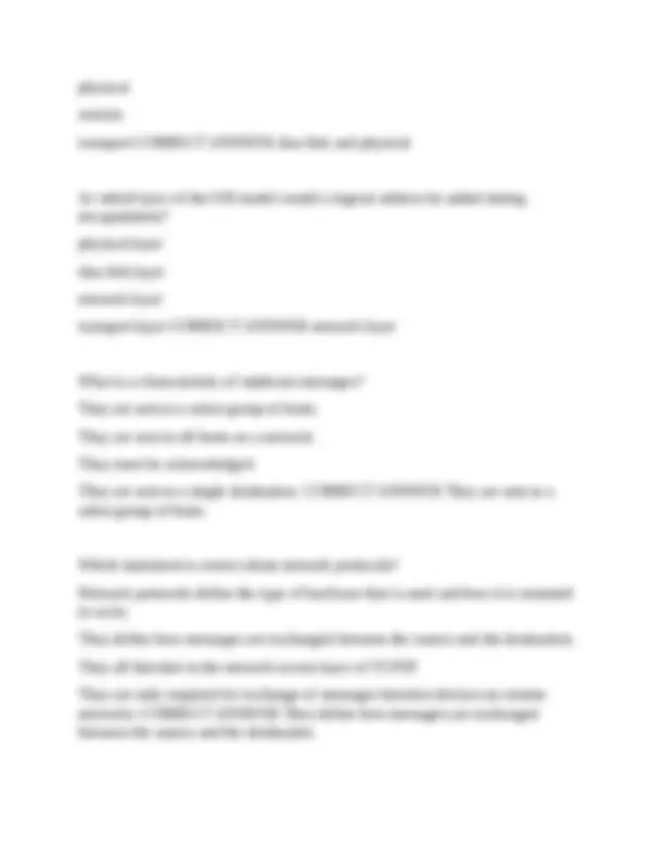 CCNA 1 v7: Modules 1-3 Practice Questions and Answers | Exams Computer Science | Docsity