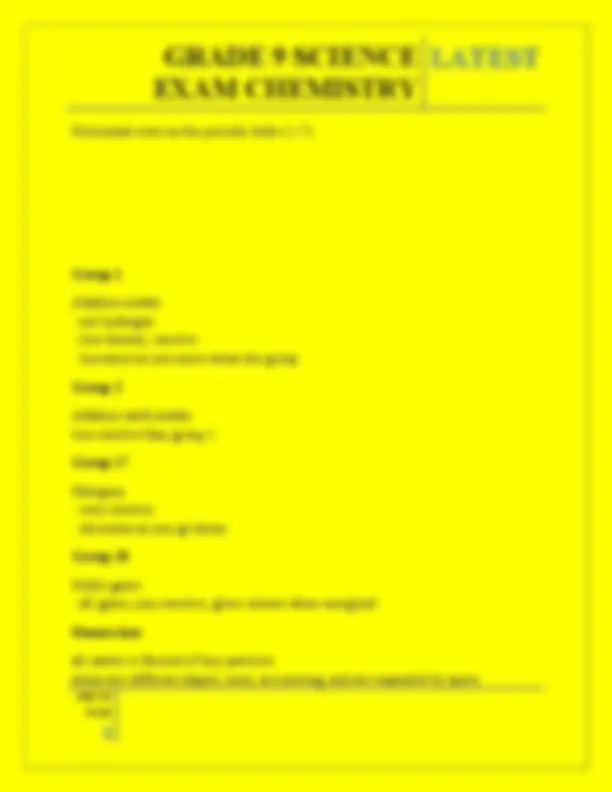 GRADE 9 SCIENCE EXAM CHEMISTRY QUESTIONS AND ANSWERS 2025 | Exams ...