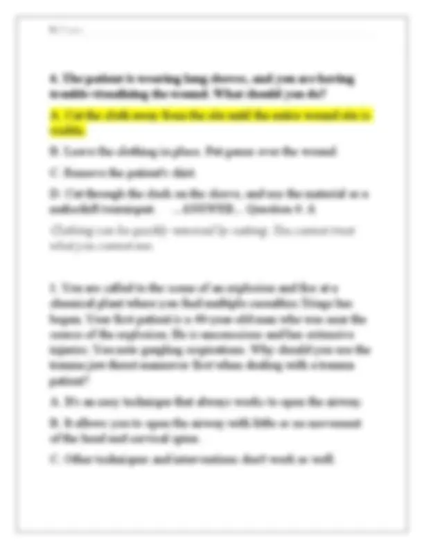 PHTLS 10TH EDITION SELF-TEST(2025-2026) UPDATED QUESTIONS AND VERIFIED ...