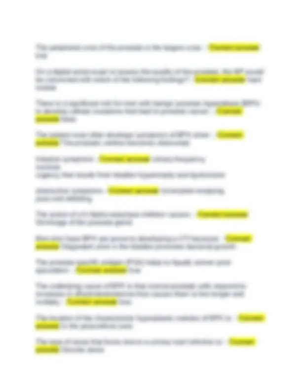 UTI & BPH Exam Q&A: A Comprehensive Study Guide | Exams Nursing | Docsity