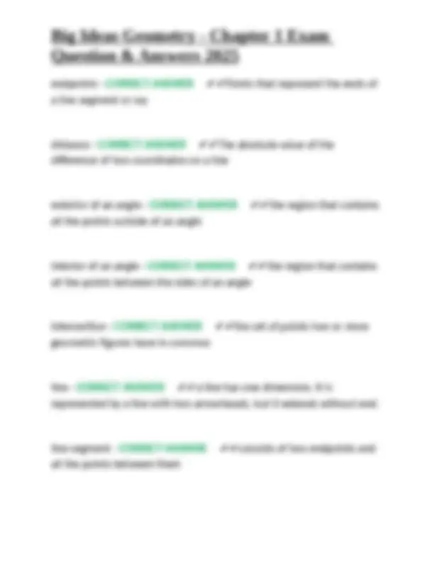 Big Ideas Geometry - Chapter 1 Exam Question & Answers 2025 | Exams ...