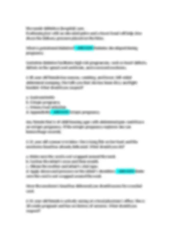 Obstetrics and Gynecology Exam Questions and Answers | Exams Obstetrics | Docsity