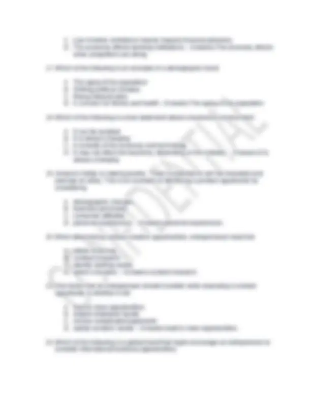 Entrepreneurship Final Exam Review Questions with Correct Verified ...