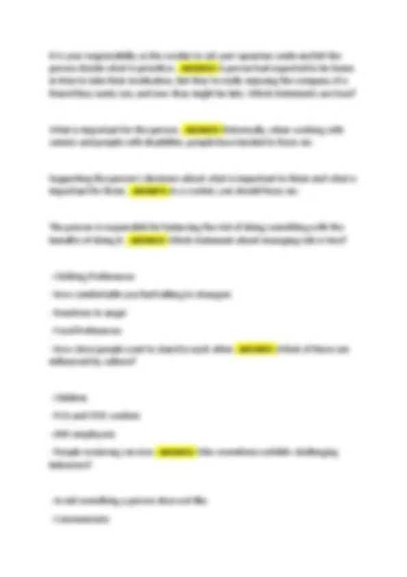 PCA/CFSS WORKER TRAINING_ COMPLETE QUESTIONS AND ANSWERS 2025 GRADED A+ ...