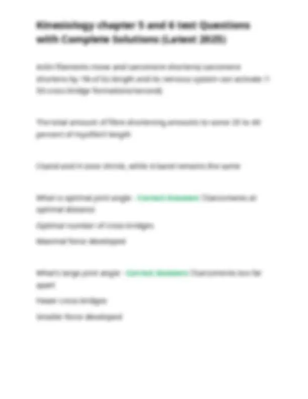 Kinesiology chapter 5 and 6 test Questions with Complete Solutions ...