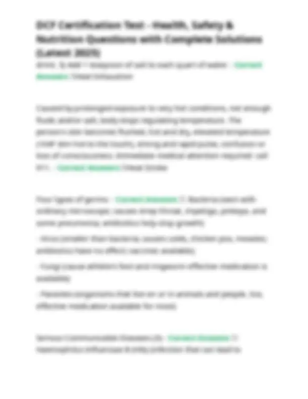 DCF Certification Test - Health, Safety & Nutrition Questions with ...