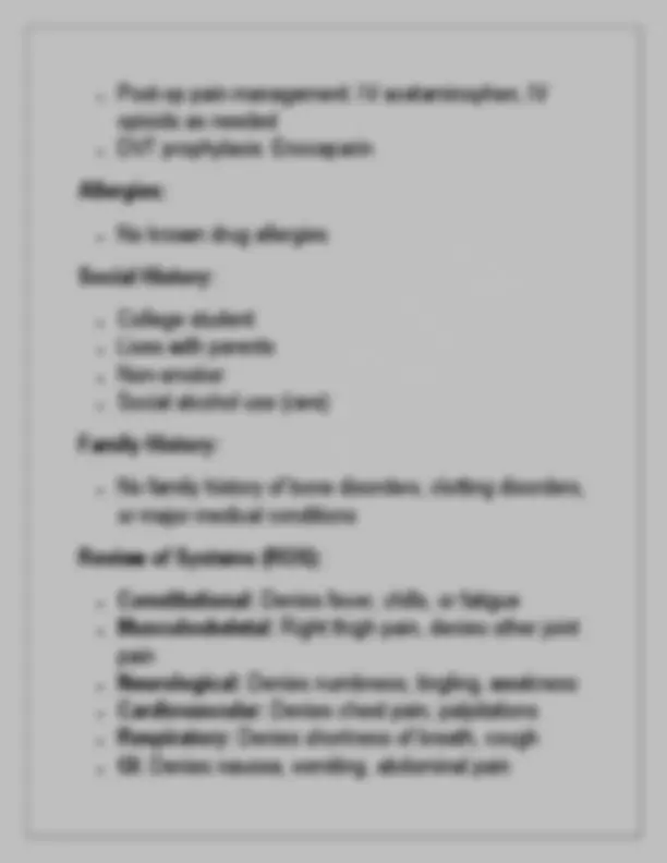 SBAR, SOAP Note, and Care Plan for Jody Rush (20 y/o, Right Femur ...