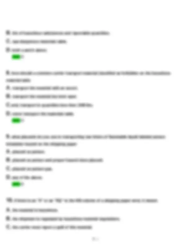 Hazmat CDL tested questions with revised correct answers, a+ guarantee ...