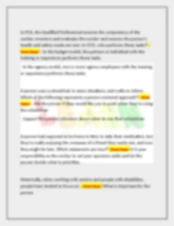 PCA/CFSS WORKER TRAINING EXAM NEWEST 2025 ACTUAL EXAM WITH COMPLETE 70 ...