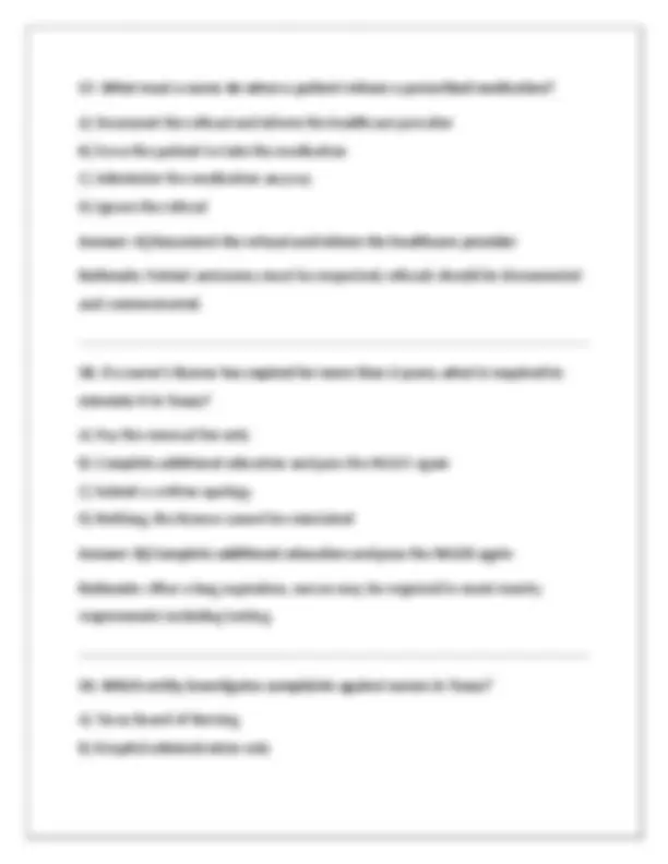 TEXAS NURSING JURISPRUDENCE EXAM QUESTIONS AND CORRECT DETAILED ANSWERS ...