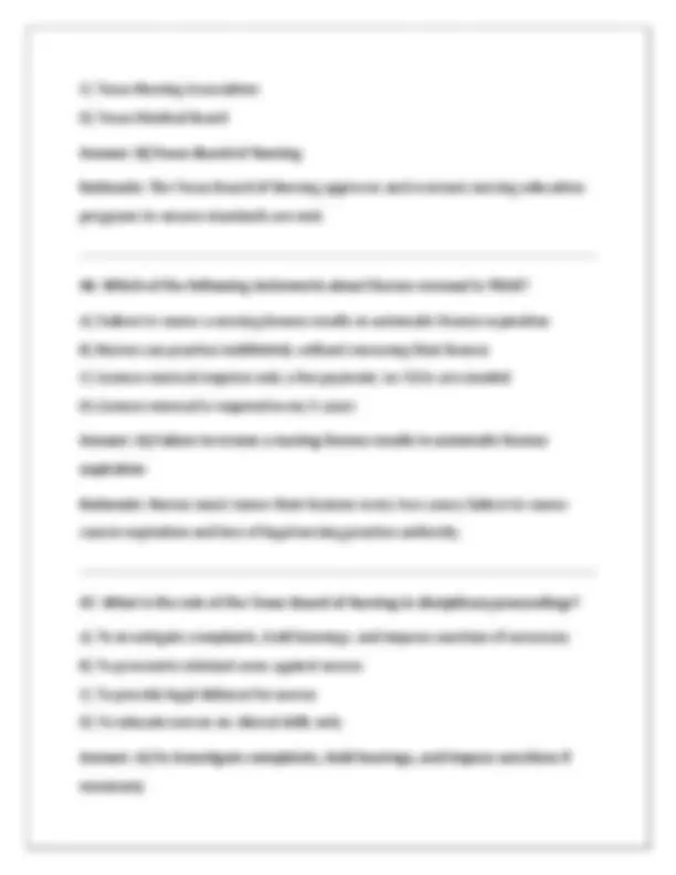 TEXAS NURSING JURISPRUDENCE EXAM QUESTIONS AND CORRECT DETAILED ANSWERS ...