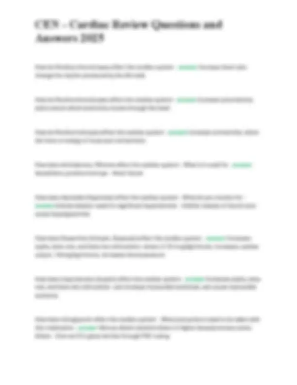 Cardiac Review Q&A: Cardiology Essentials | Exams Nursing | Docsity