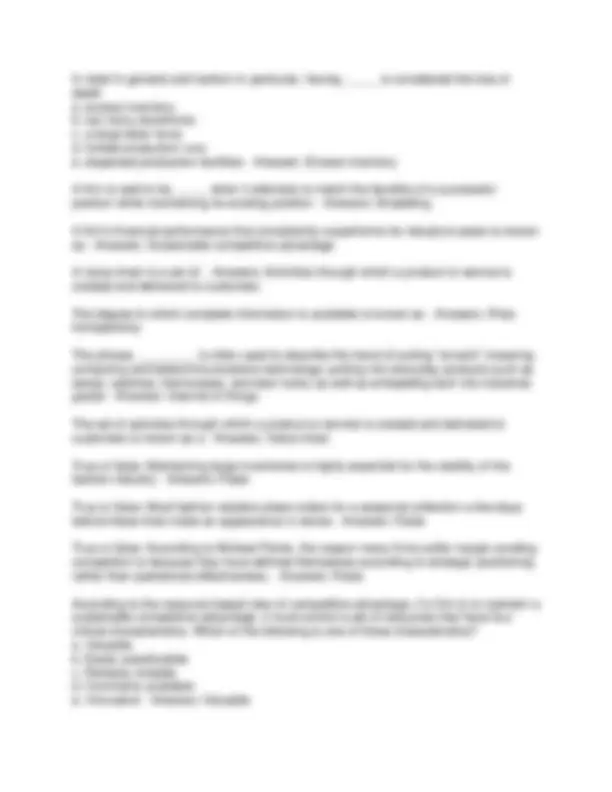 OIM Exam 1: Questions and Answers on Competitive Advantage and ...