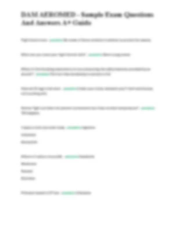 DAM AEROMED - Sample Exam Questions And Answers A+ Guide | Exams Social Sciences | Docsity