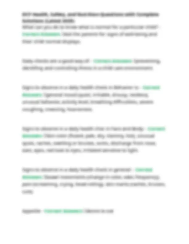 DCF Health, Safety, and Nutrition Questions with Complete Solutions ...