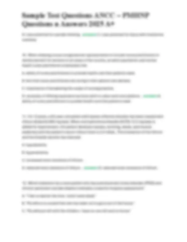Sample Test Questions ANCC – PMHNP Questions n Answers 2025 A+ | Exams ...