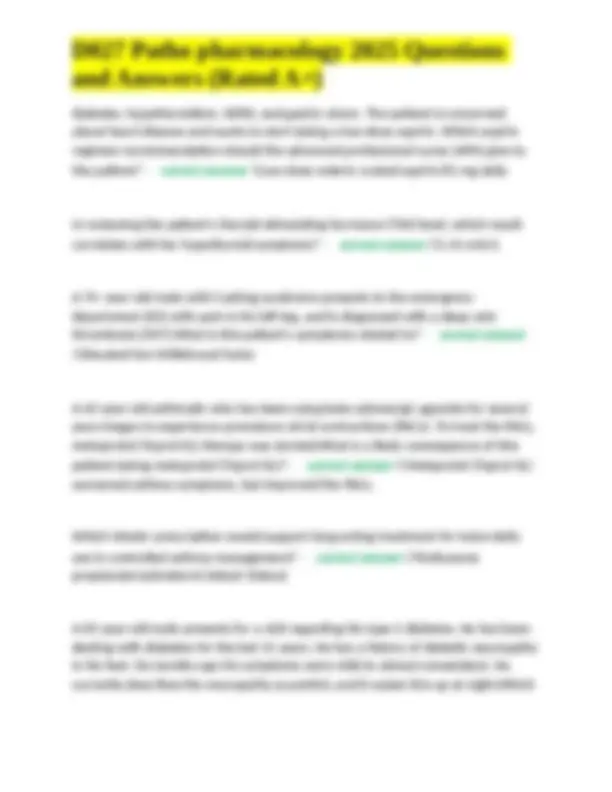 D027 Patho pharmacology 2025 Questions and Answers (Rated A+) | Exams ...