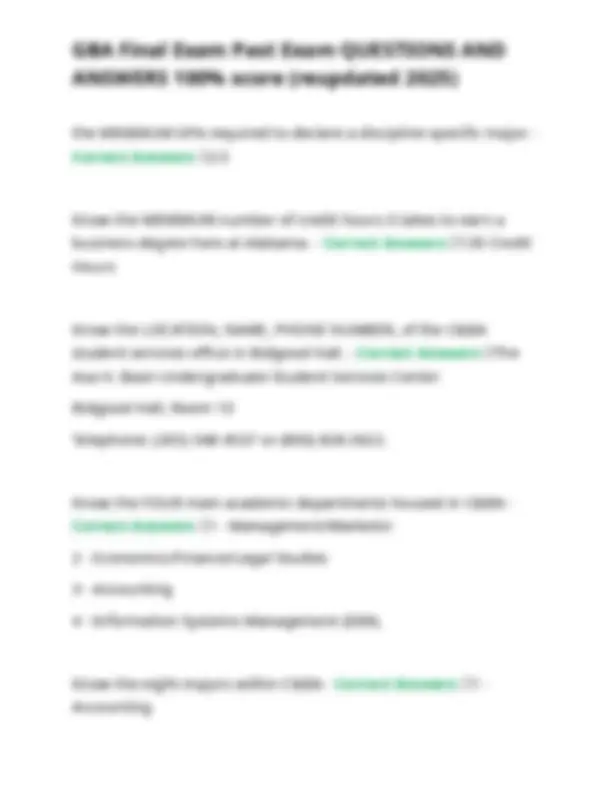 GBA Final Exam Past Exam QUESTIONS AND ANSWERS 100% score (reupdated ...