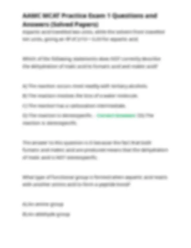 AAMC MCAT Practice Exam 1 Questions and Answers (Solved Papers)AAMC ...