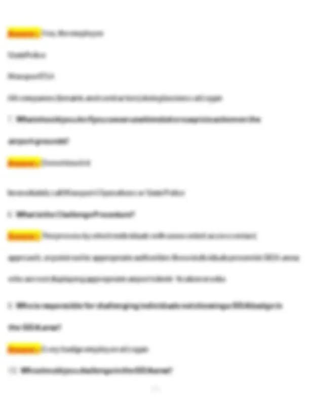 SIDA Badge Exam Questions with correct answers. | Exams Aviation | Docsity