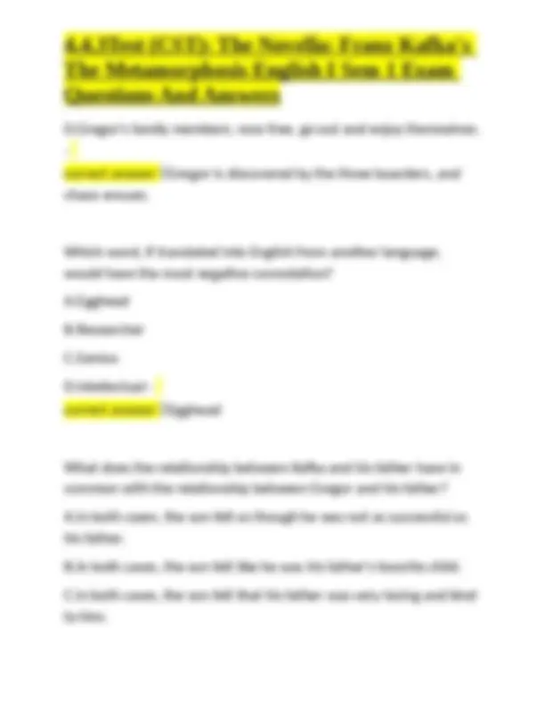 4.4.3Test (CST): The Novella: Franz Kafka's The Metamorphosis English I ...