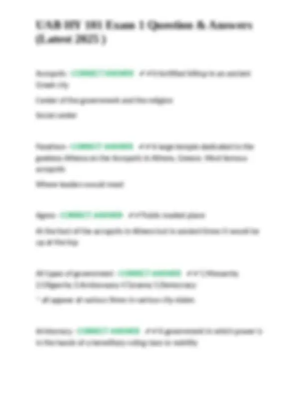 UAB HY 101 Exam 1 Q&A: Ancient Civilizations Study Guide | Exams ...