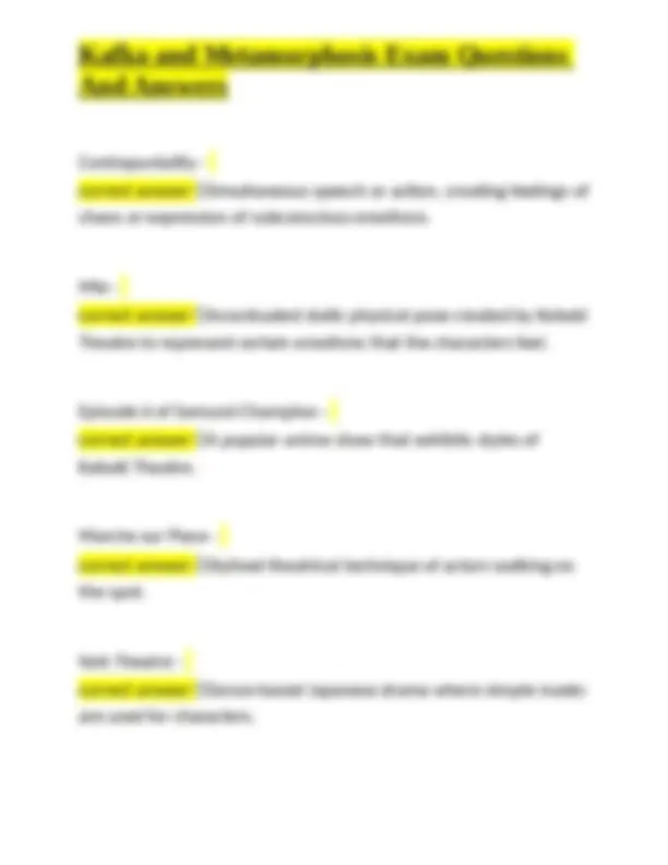 Kafka and Metamorphosis Exam Questions And Answers | Exams Biology ...