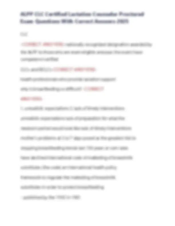 ALPP CLC Certified Lactation Counselor Proctored Exam Questions With ...