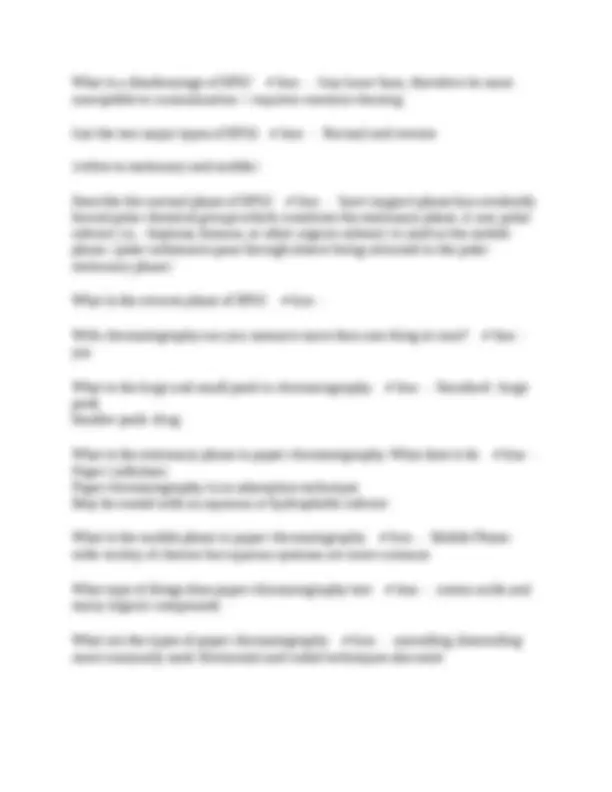 Chromatography – Questions & Correct Answers | Exams Nursing | Docsity