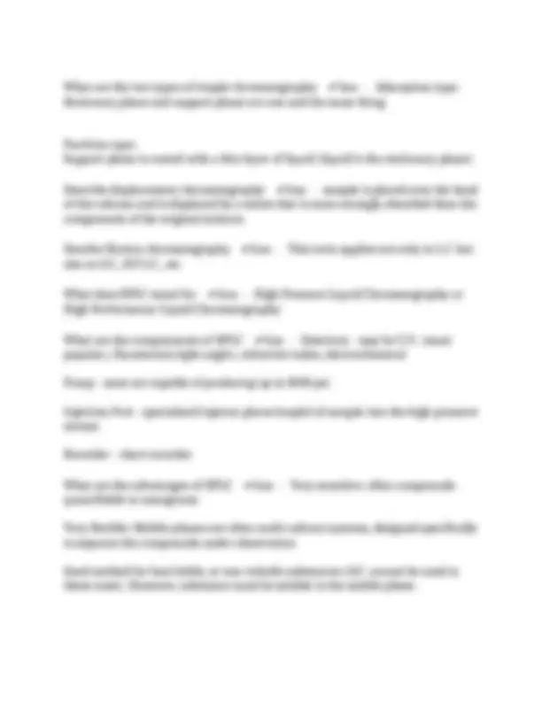 Chromatography – Questions & Correct Answers | Exams Nursing | Docsity