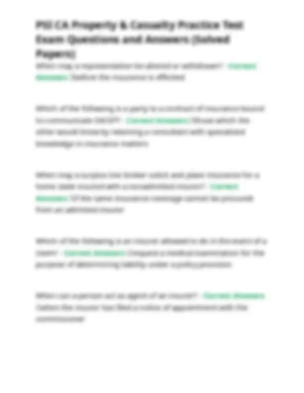 PSI CA Property & Casualty Practice Test Exam Questions and Answers ...