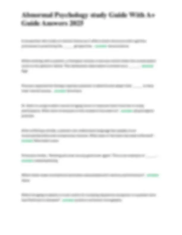 Abnormal Psychology study Guide With A+ Guide Answers 2025 | Exams ...