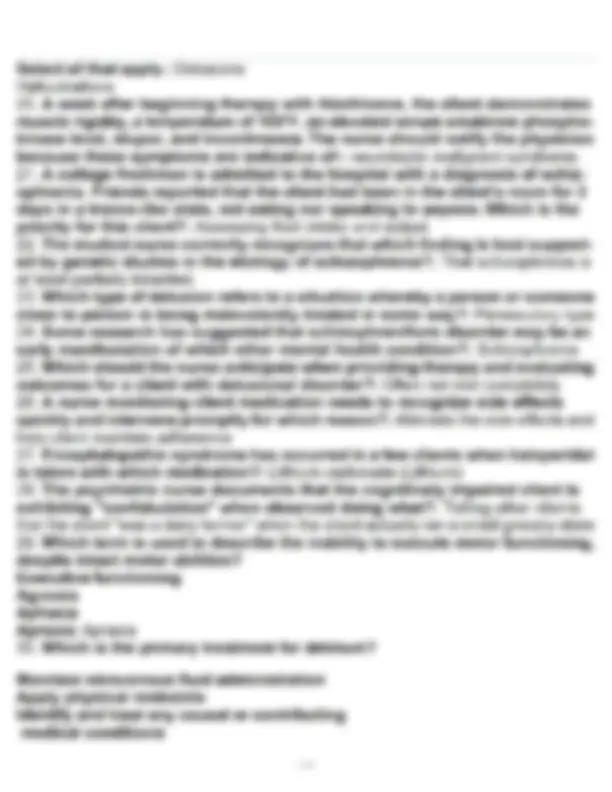 Schizophrenia Chapters 22 & 38 PrepU Study Guide – Comprehensive Review ...