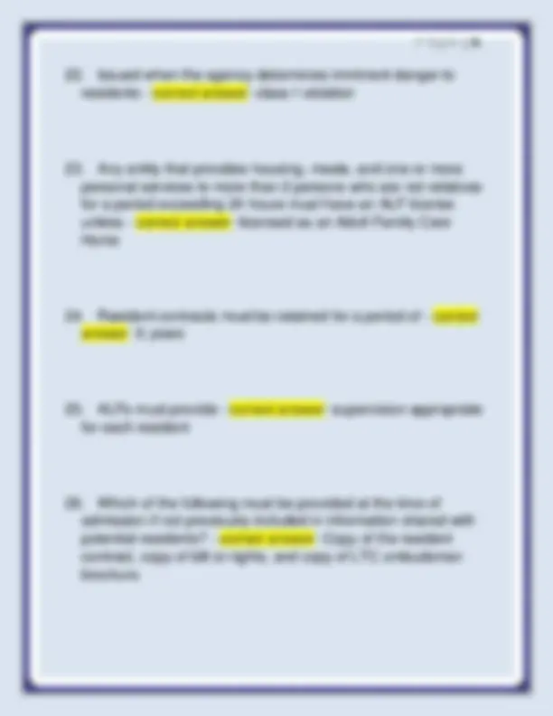 FLORIDA ALF CORE STUDY GUIDE Exam Questions and Answers 100% Accurate ...