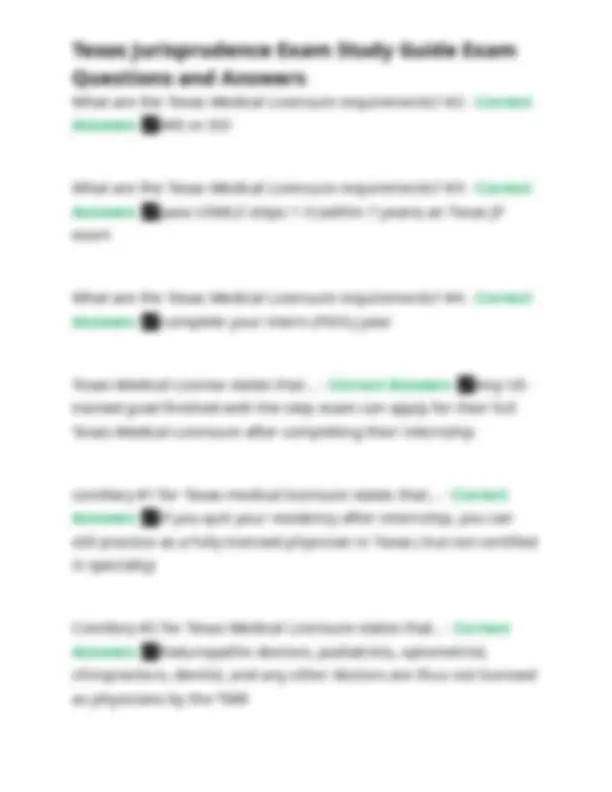 Texas Jurisprudence Exam Study Guide: Key Questions and Answers | Exams ...