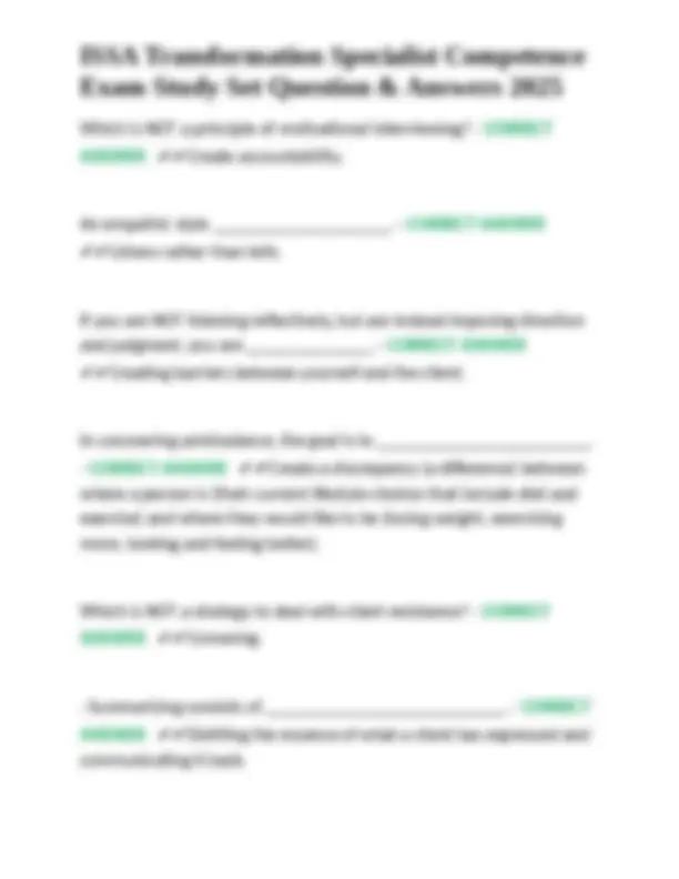 ISSA Transformation Specialist Competence Exam Study Set Question ...