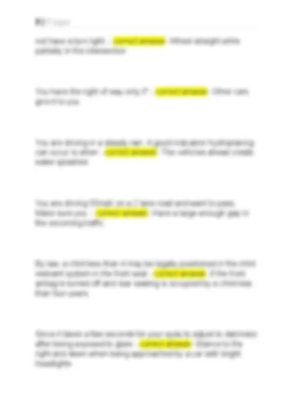 SEGMENT ONE DRIVER'S ED- MICHIGAN 2025 UPDATED ACTUAL EXAM WITH CORRECT ...