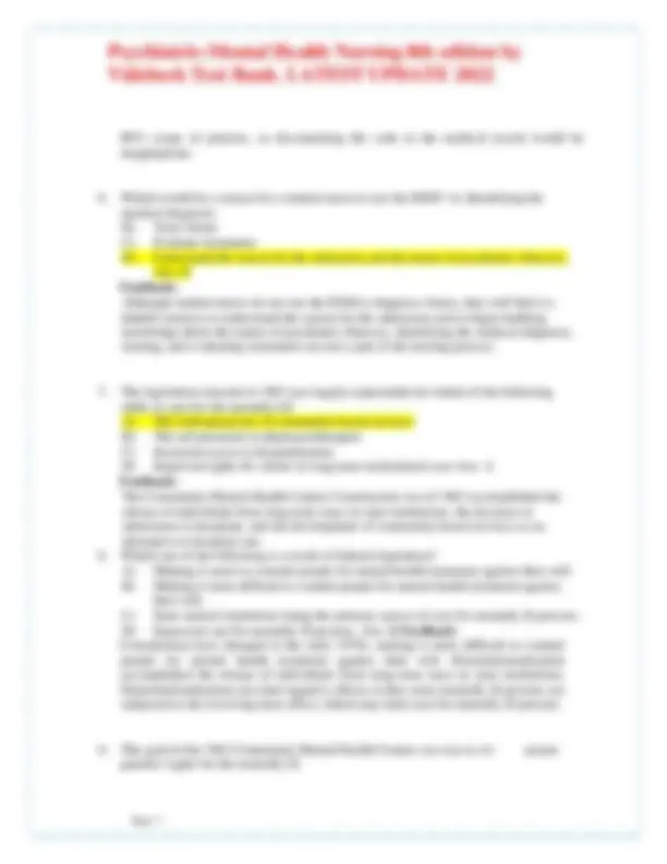 Psychiatric-Mental Health Nursing 9th Edition Sheila Videbeck Complete ...