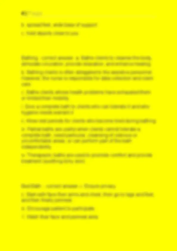 Nursing Fundamentals: Patient Safety and Basic Care Techniques | Exams Medicine | Docsity