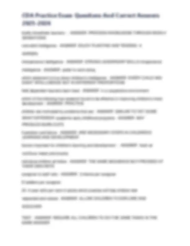 CDA Practice Exam: Child Development Q&A 2025-2026 | Exams Nursing ...